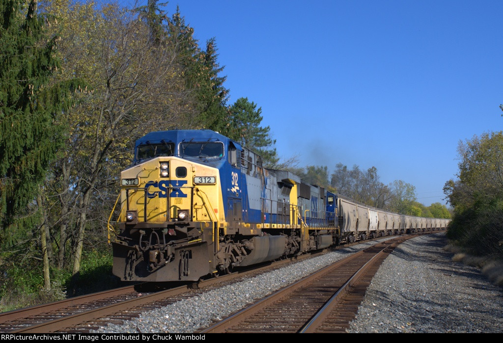 CSX 312 Southbound grain train - Moraine Ohio